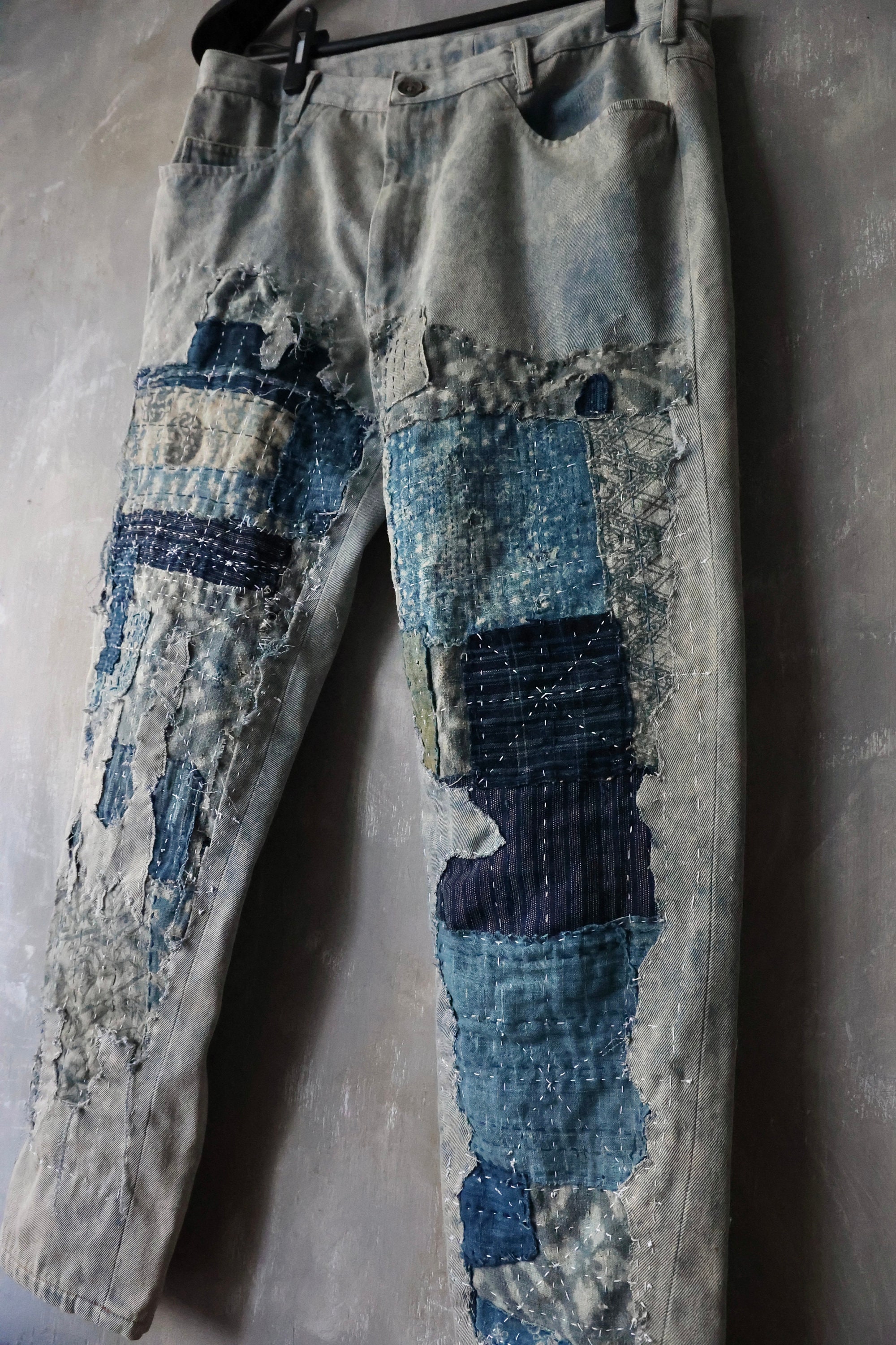 SOLD- New Denim Collection - Stoned Washed Denim Pants Hand Stitched ...