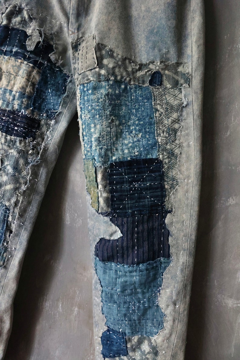 SOLD- New Denim Collection - Stoned Washed Denim Pants Hand Stitched ...
