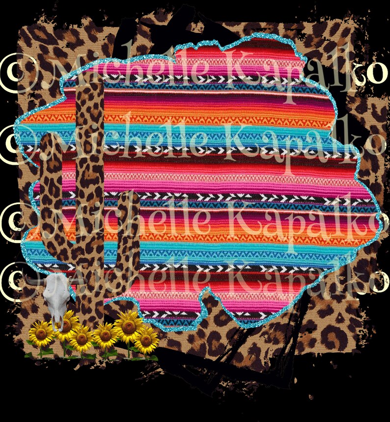 Download Leopard Serape Cow Sunflower Frame Western Background - Etsy
