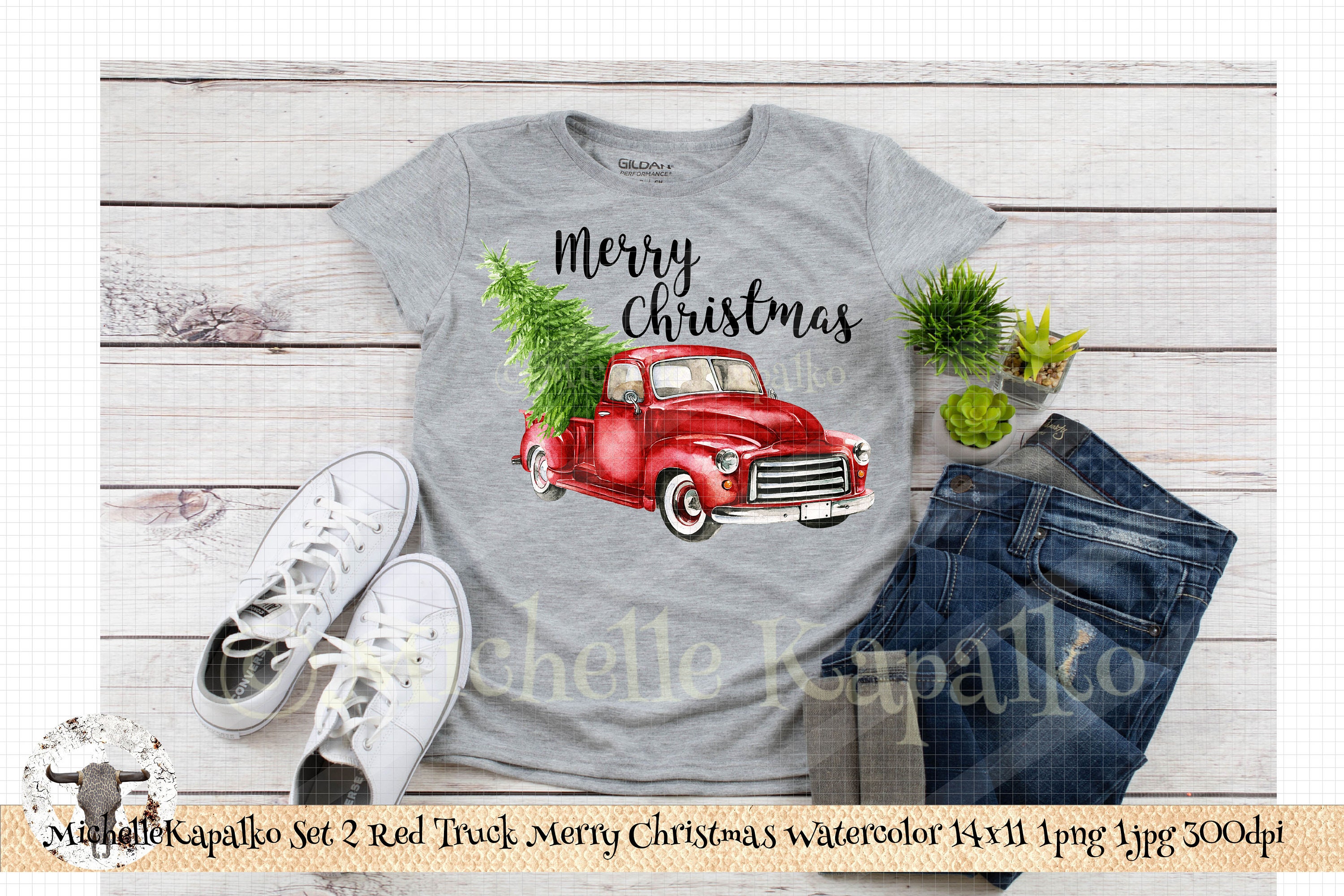 Download Vintage Red Truck Merry Christmas Sublimation Design - Etsy