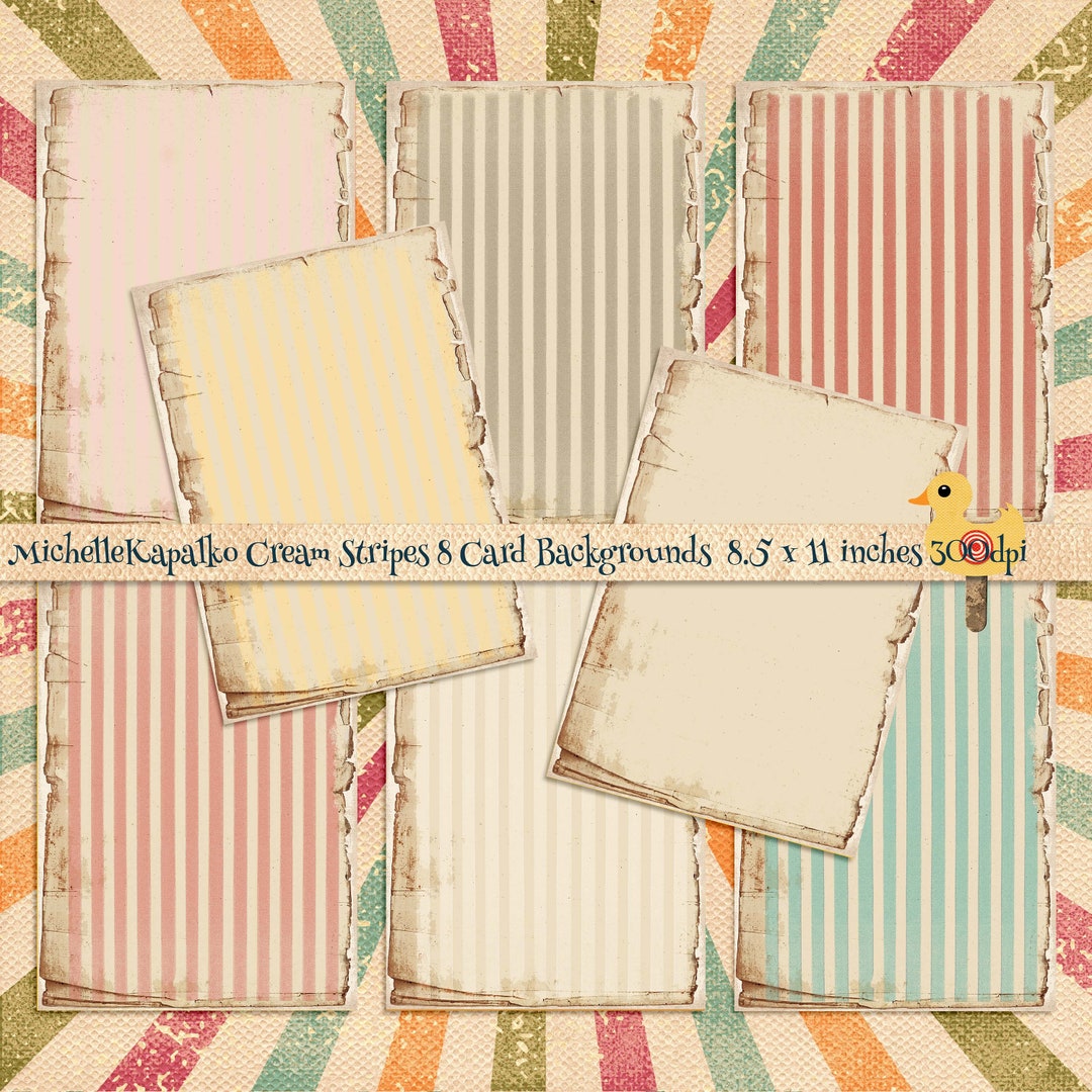 Download Vintage Retro Pastel Striped Card Stock 8.5x11 Shabby Chic ...
