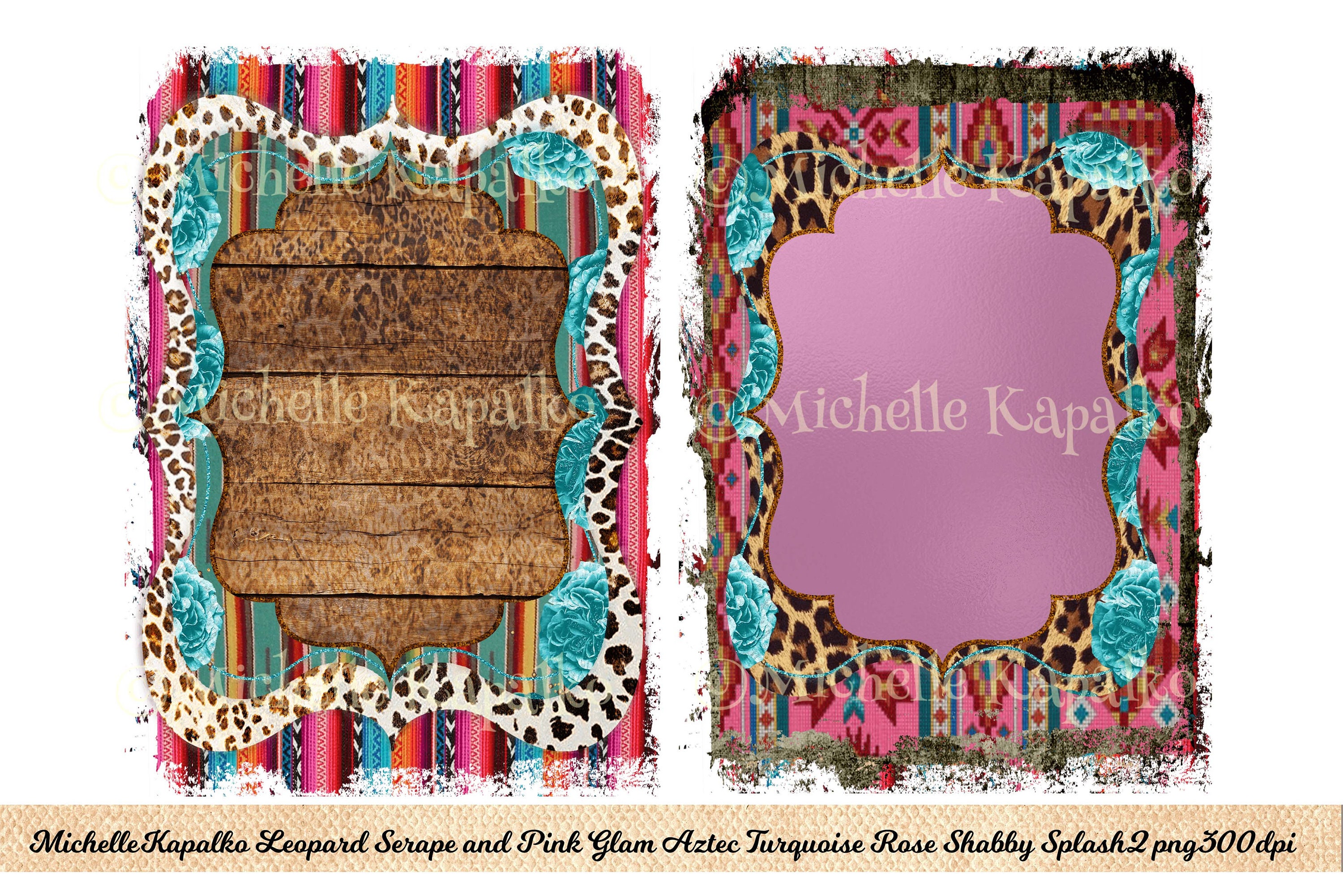 Download Serape Leopard Pink Splash Western Frame Sublimation Design ...
