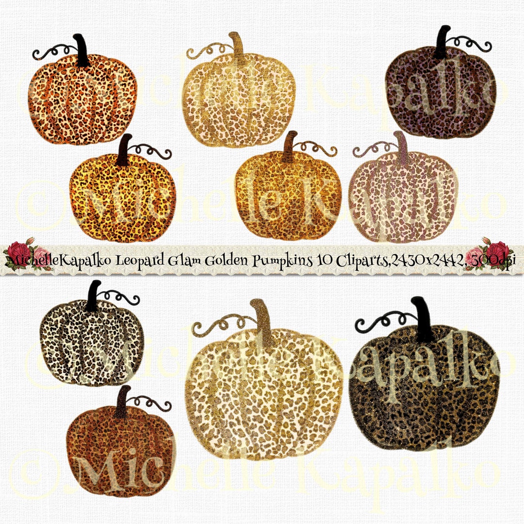 Download Fall Pumpkins Leopard Gold Glitter 10 Png Autumn Sublimation ...