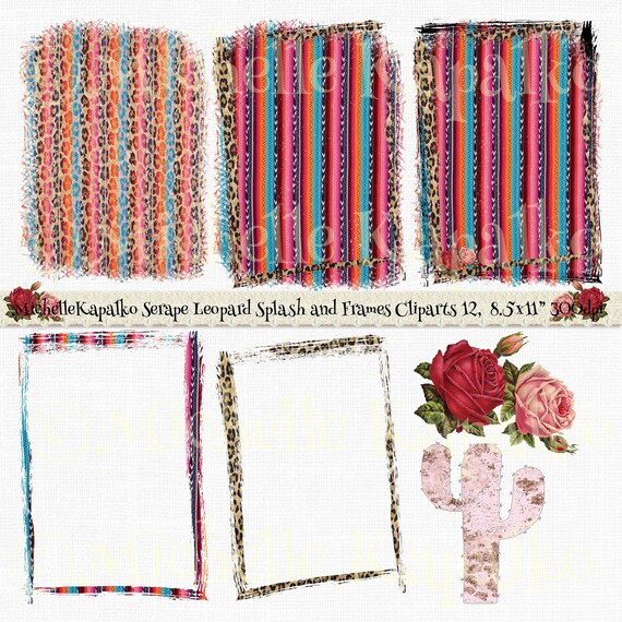 Download Vintage Rose Leopard Serape Background Frame - Etsy