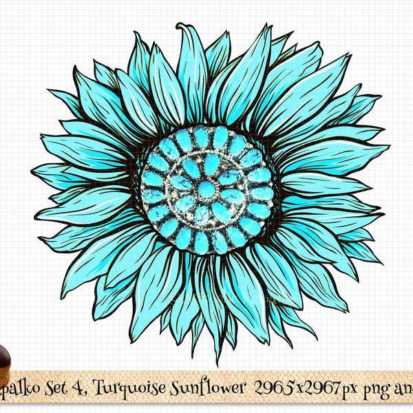 Turquoise Sunflower - Etsy
