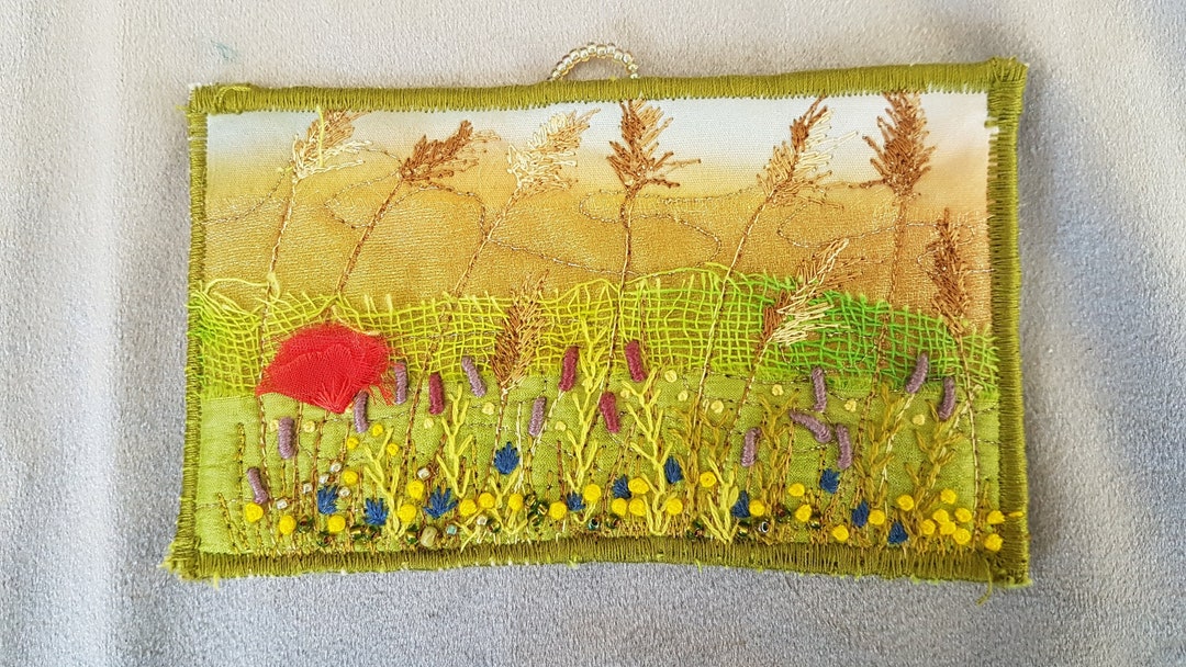 Landscape Quilt, Applique, Grasses, Flowers, Embroidery, Textile Art ...
