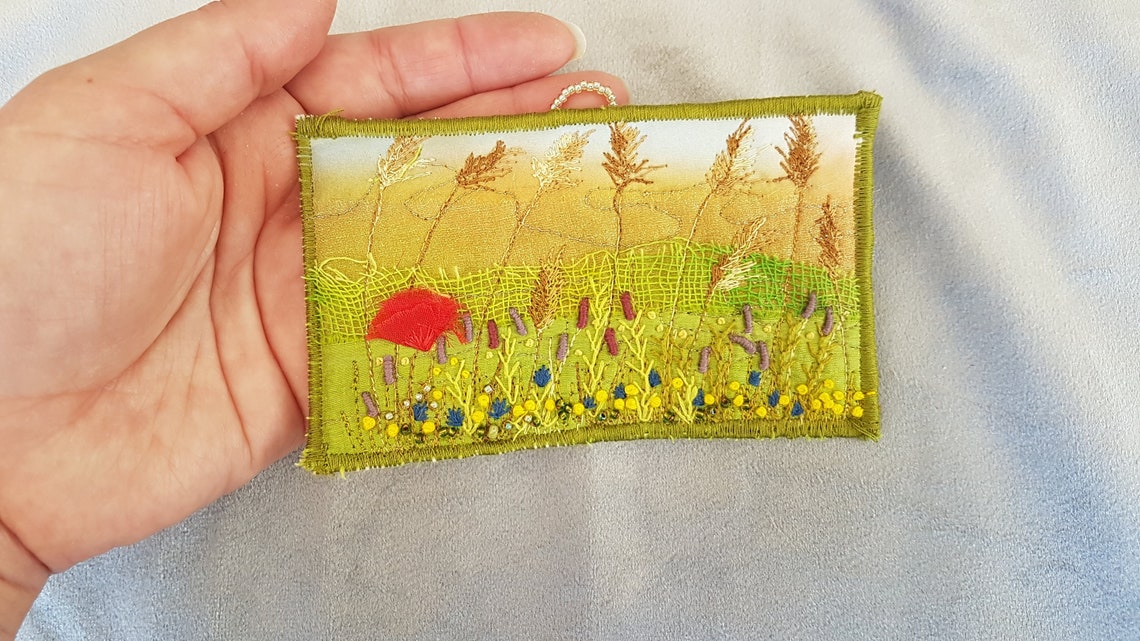 Landscape Quilt Applique Grasses Flowers Embroidery - Etsy