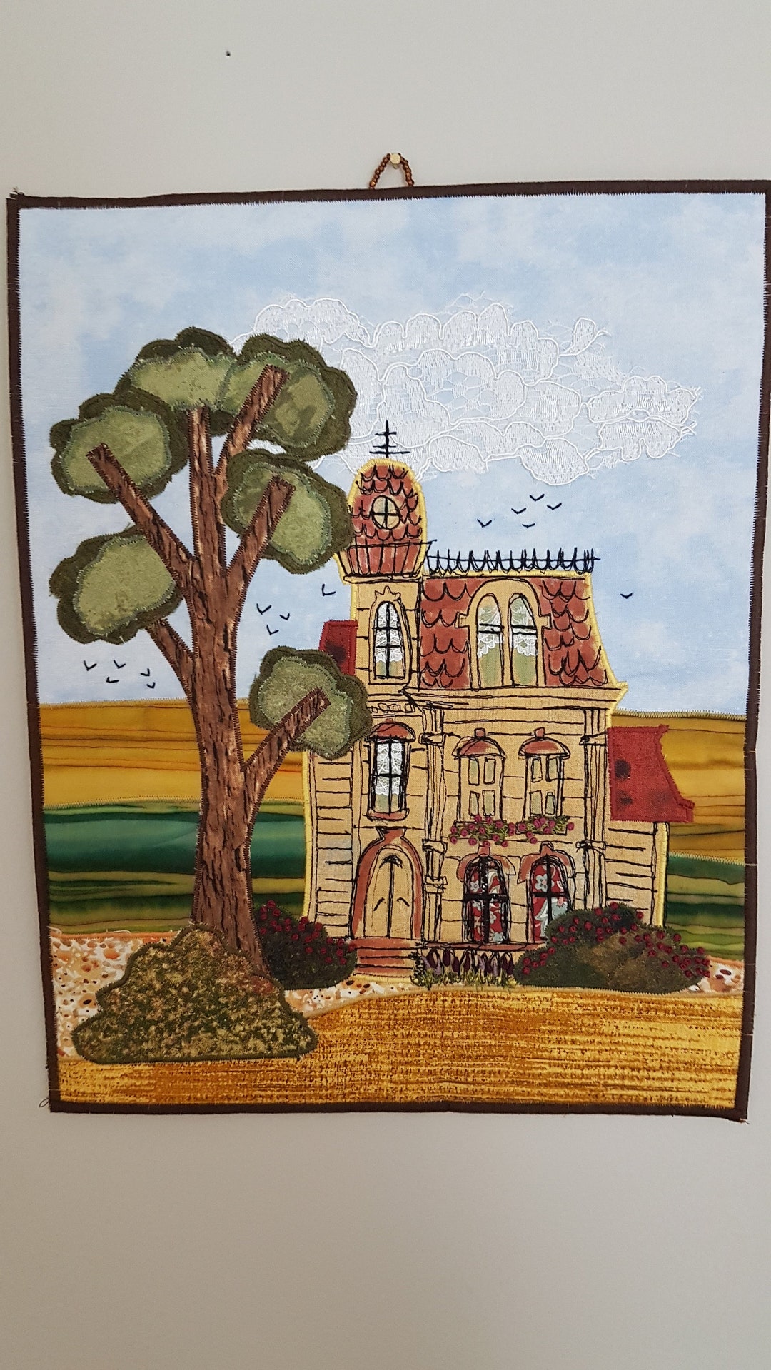 Landscape Quilt, Applique Quilt, Architecture, House, Textile Art ...