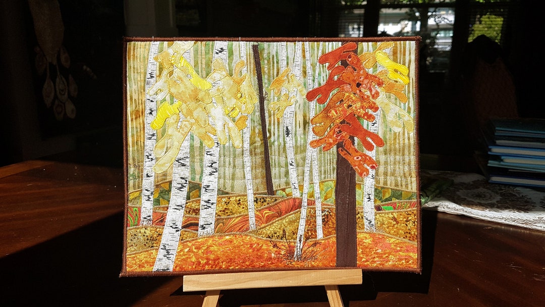 Landscape Quilt, Applique Quilt, Forest, Birch Grove, Textile Art ...