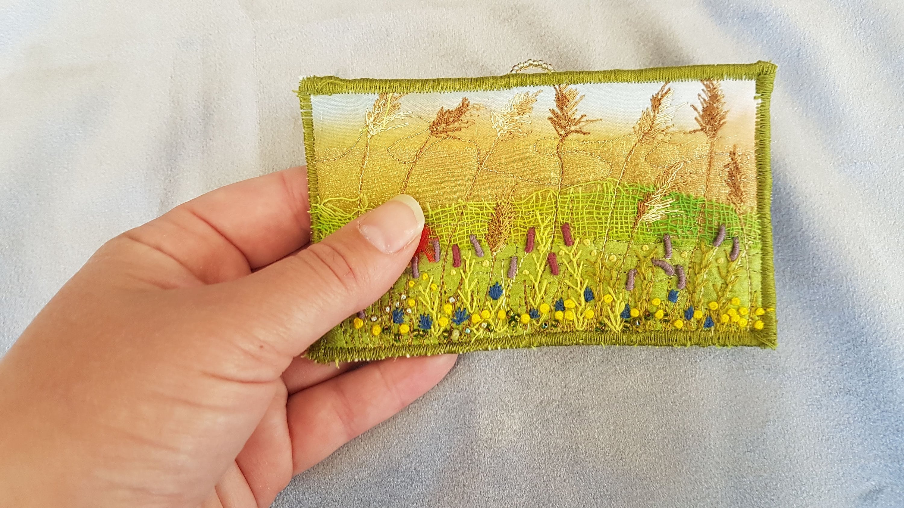 Landscape Quilt, Applique, Grasses, Flowers, Embroidery, Textile Art ...