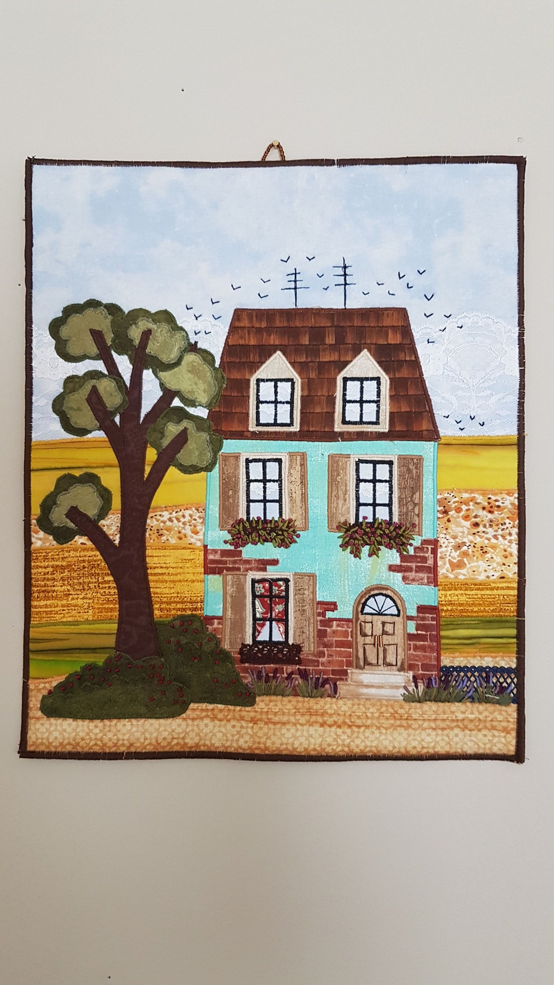 Landscape Quilt Applique Quilt Architecture House Textile - Etsy
