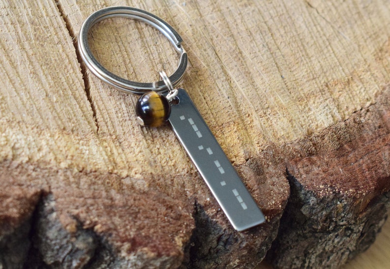 Morse code keychain secret message key chain braille keychain | Etsy