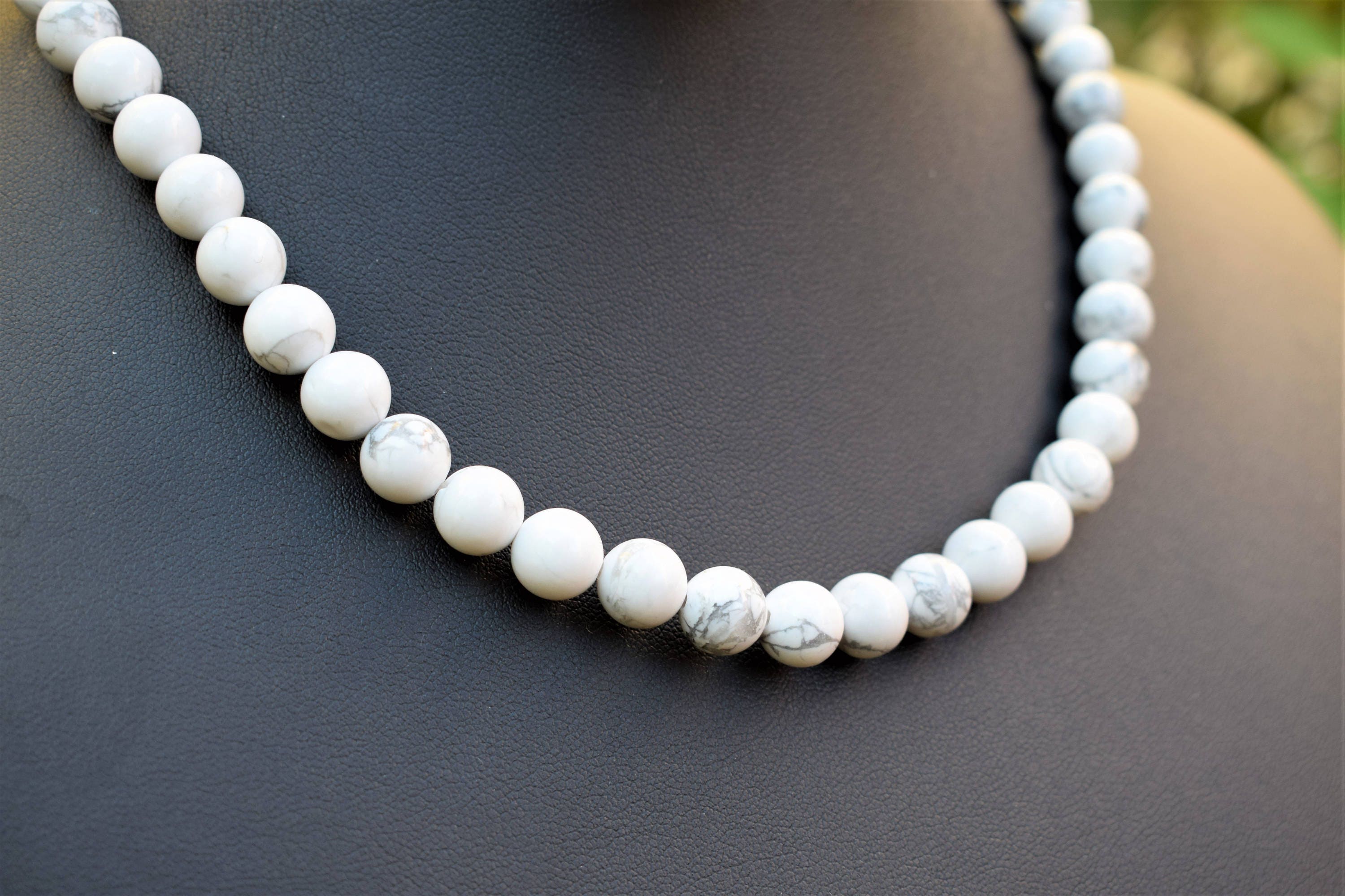 Marble necklace white howlite necklace howlite stone necklace | Etsy