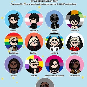 The Sandman Chibi Badges Dream / Morpheus, the Corinthian, Lucifer ...