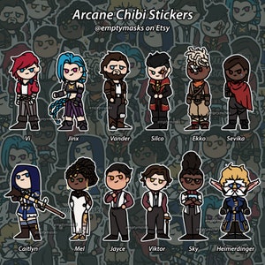 Arcane Chibi Badges - Vi, Jinx, Vander, Silco, Ekko, Sevika, Caitlyn ...