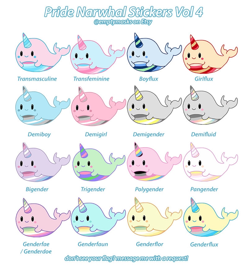 Narwhal LGBT Pride Neopronouns Xenogender Genderpunk - Etsy UK