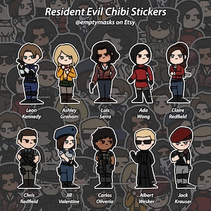 Resident Evil Chibi Badges - Leon Kennedy, Luis Serra, Ada Wong, Jill ...