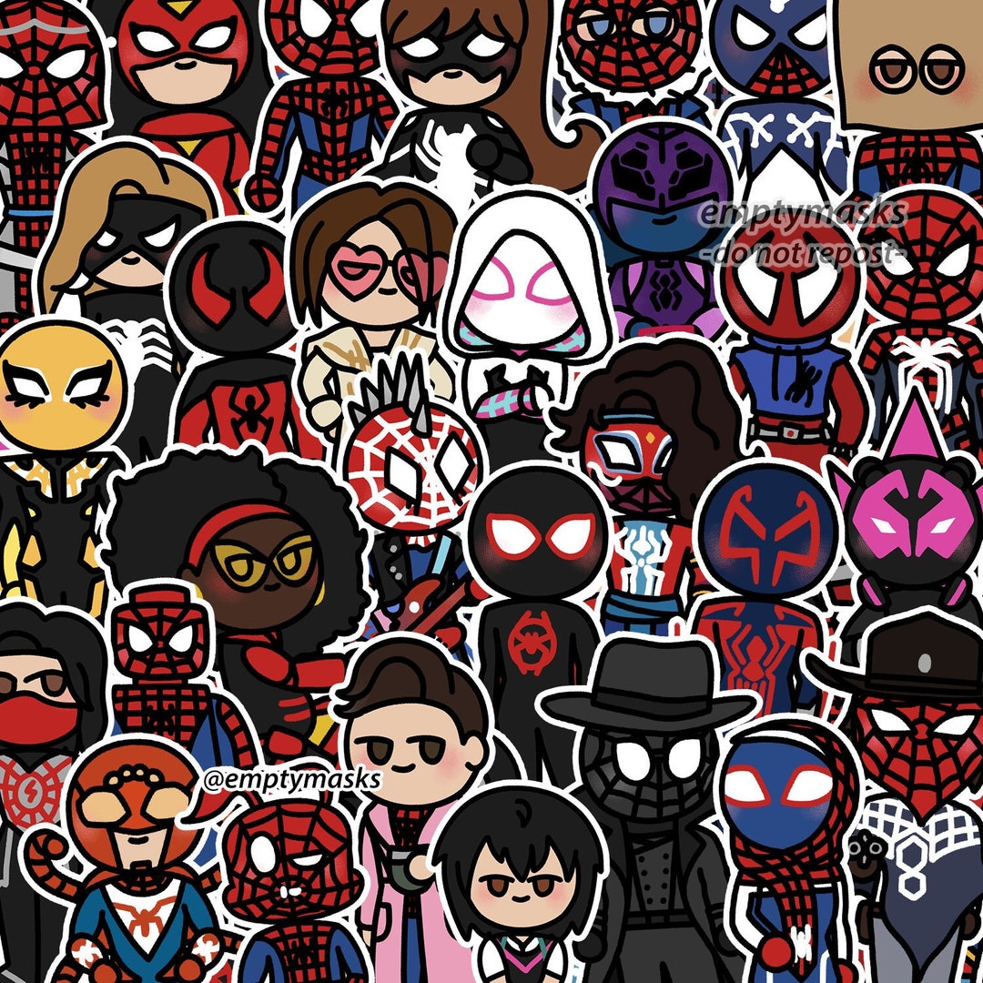 Spiderverse Chibi Stickers - Miles Morales, Peter B Parker, Gwen Stacy ...