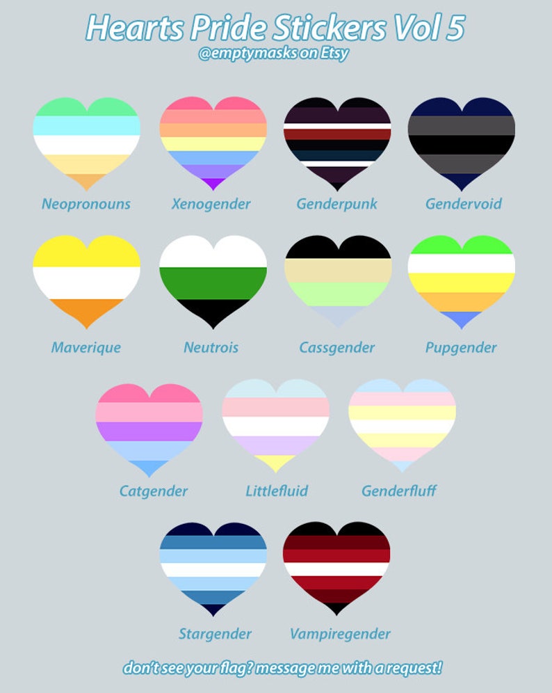 LGBT+ Pride Hearts - Neopronouns, Xenogender, Genderpunk, Gendervoid ...