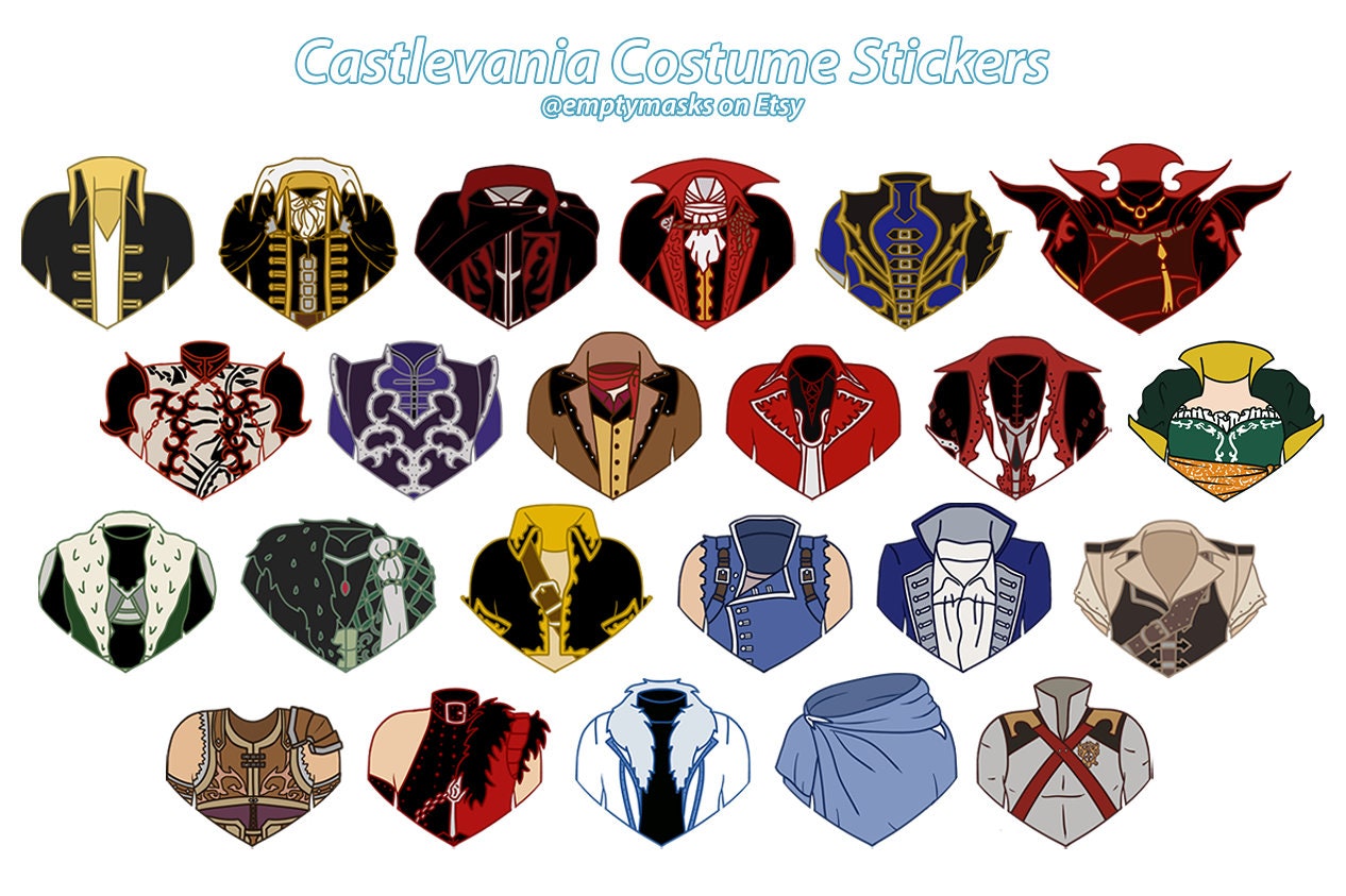 Castlevania Costume Stickers - Alucard, Trevor Belmont, Sypha, Dracula ...