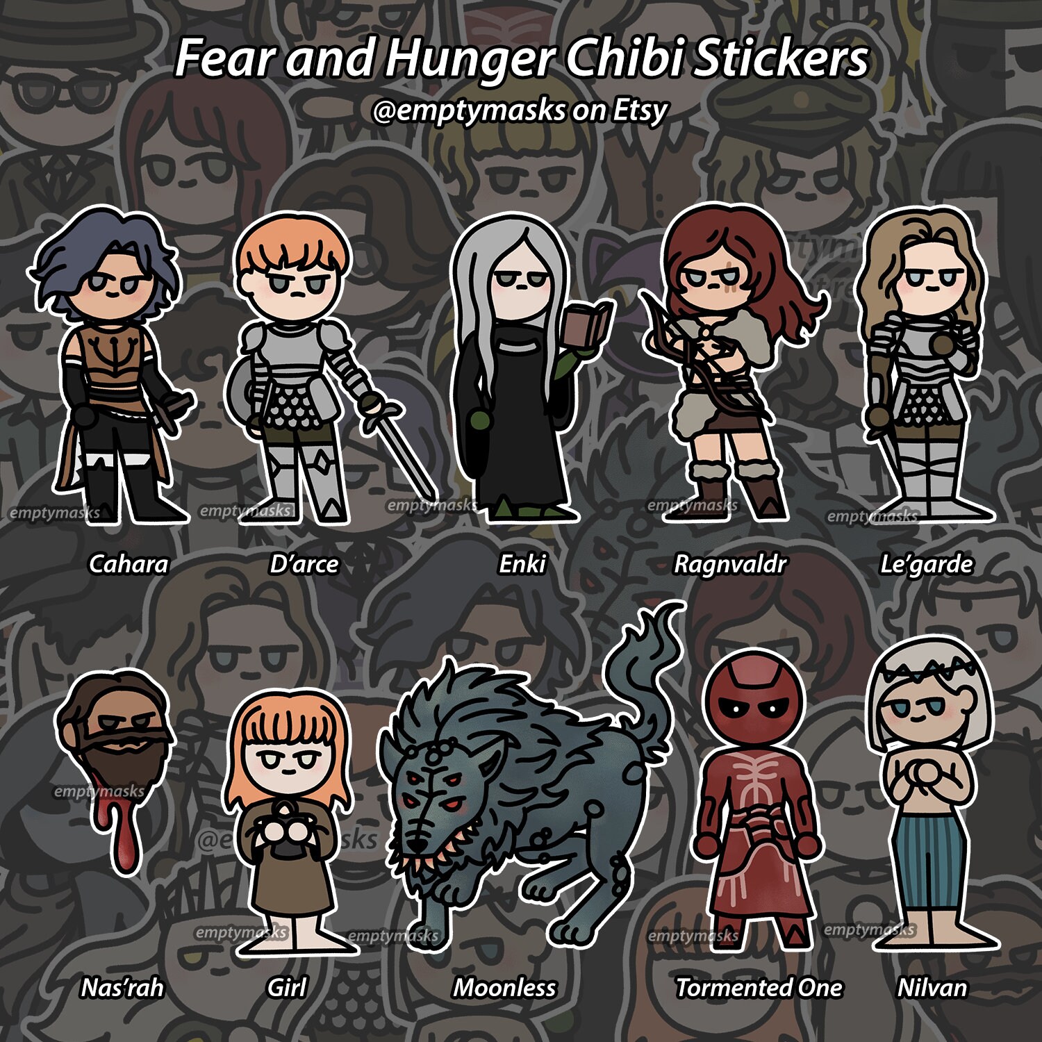 Fear and Hunger Badges - Termina, Cahara, D'arce, Enki, Ragnvaldr, Le ...