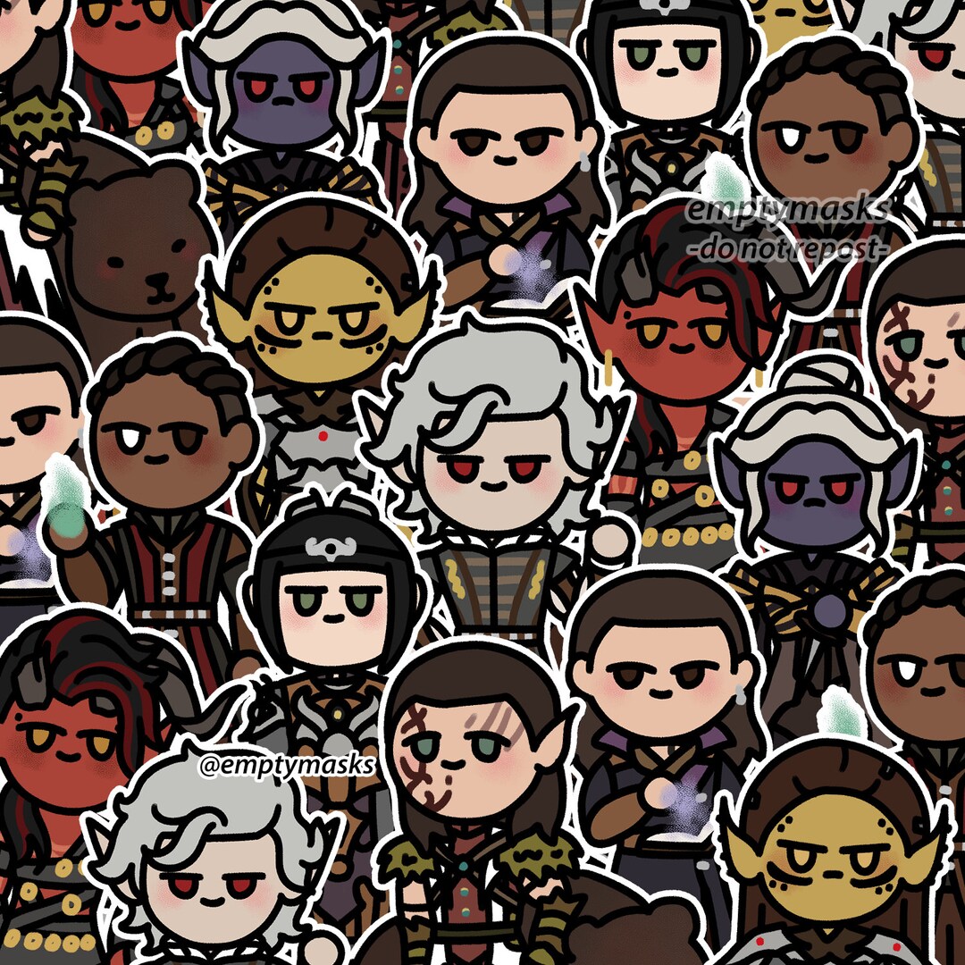 Pegatinas Chibi de Baldur's Gate 3 - Astarion, Gale, Halsin, Karlach ...