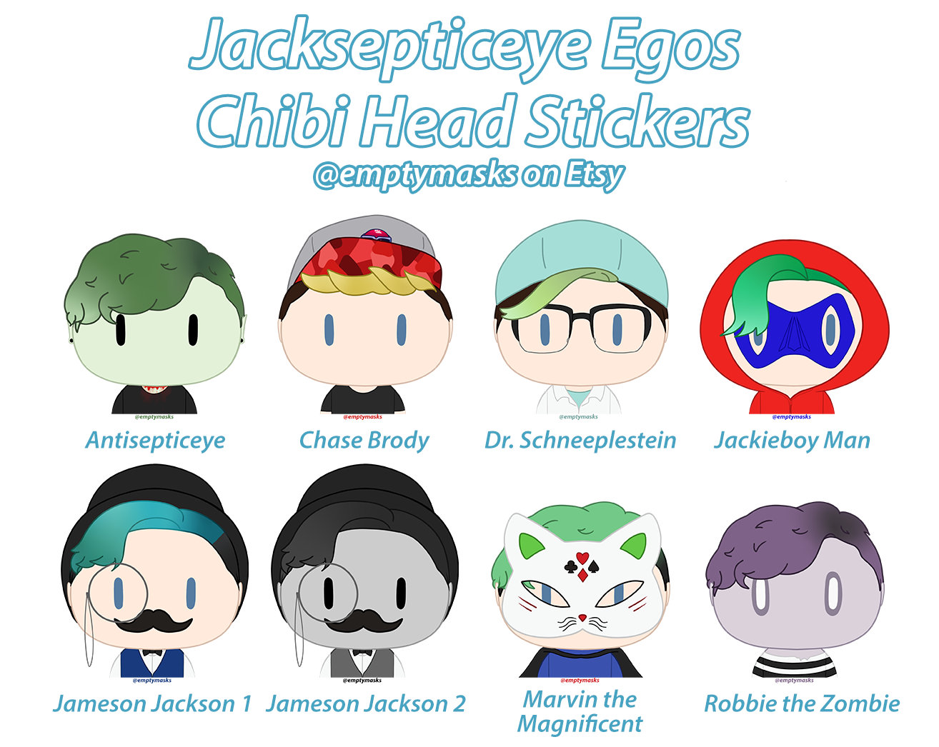 Jacksepticeye Egos Antisepticeye JJ Chase Brody Dr - Etsy UK