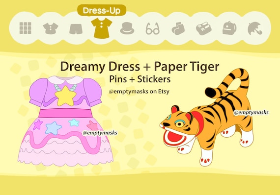 Animal Crossing Dreamy Dress Paper Tiger Wooden Pins and | Etsy