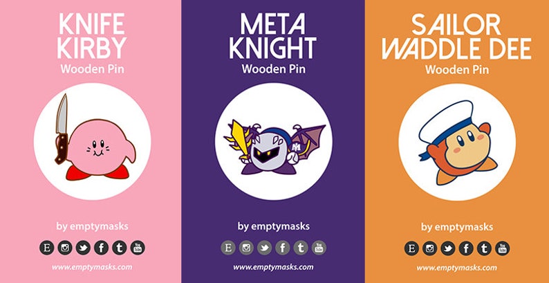 Kirby Meta Knight Sailor Waddle Dee Wooden Pins & Stickers - Etsy