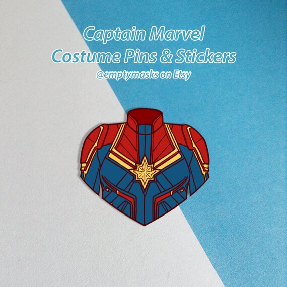 Captain Marvel Costume Wooden Pins & Stickers | Etsy