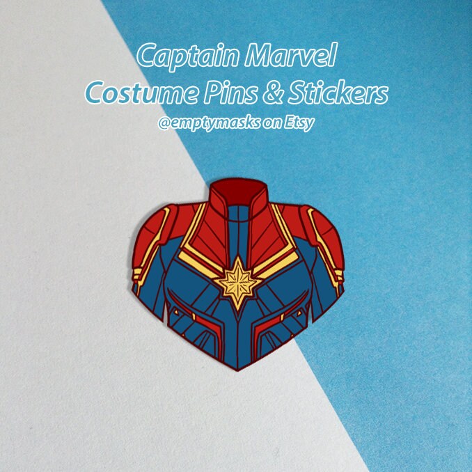 Captain Marvel Costume Wooden Pins & Stickers - Etsy UK