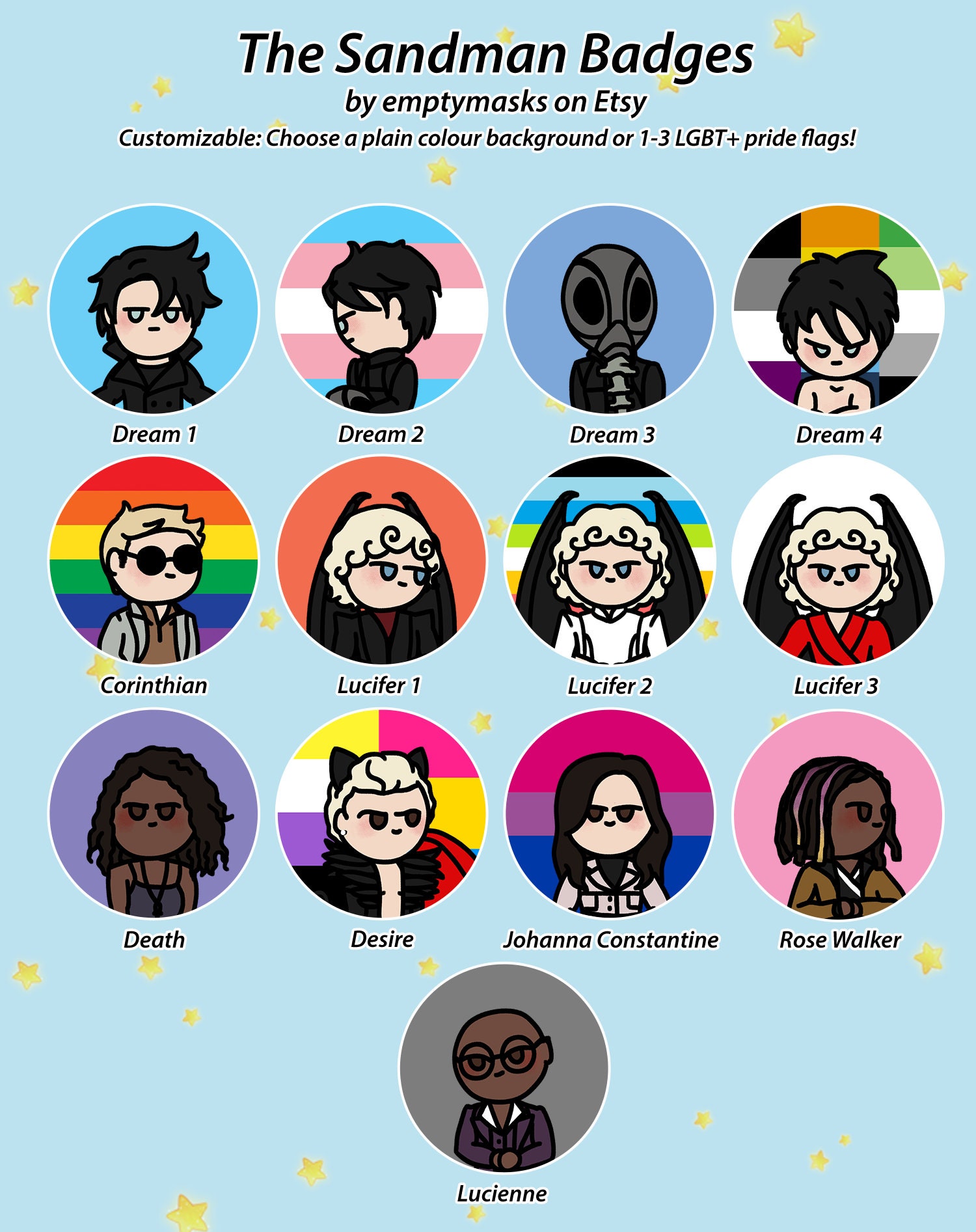 The Sandman Chibi Stickers Dream / Morpheus the Corinthian - Etsy UK