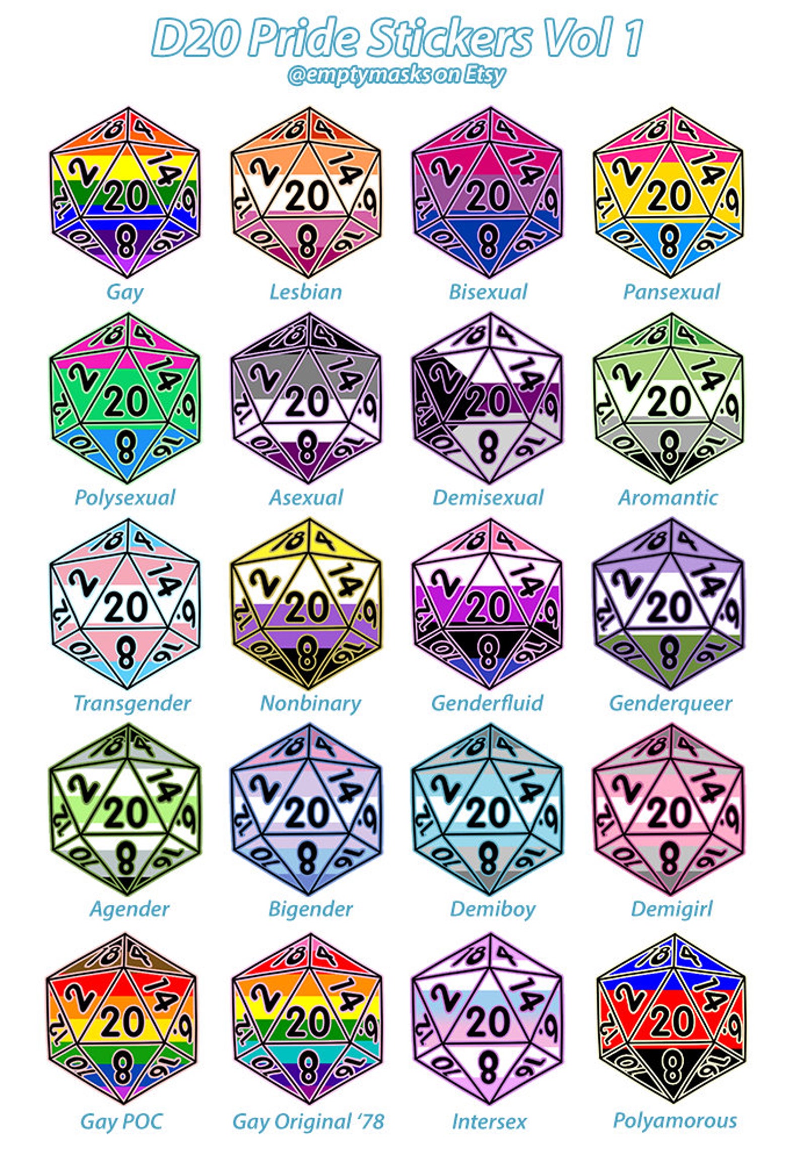 D20 LGBT Pride D&D Gay Lesbian Bisexual Pansexual - Etsy UK