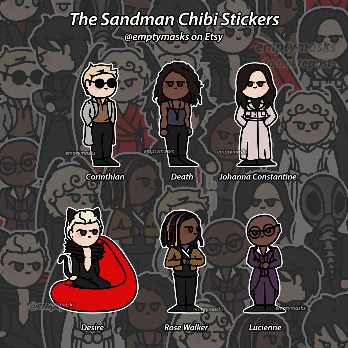 The Sandman Chibi Stickers Dream / Morpheus the Corinthian - Etsy UK