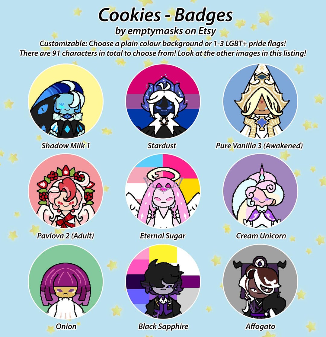 Cookie Badges - Pure Vanilla, Dark Cacao, Shadow Milk, Eternal Sugar ...