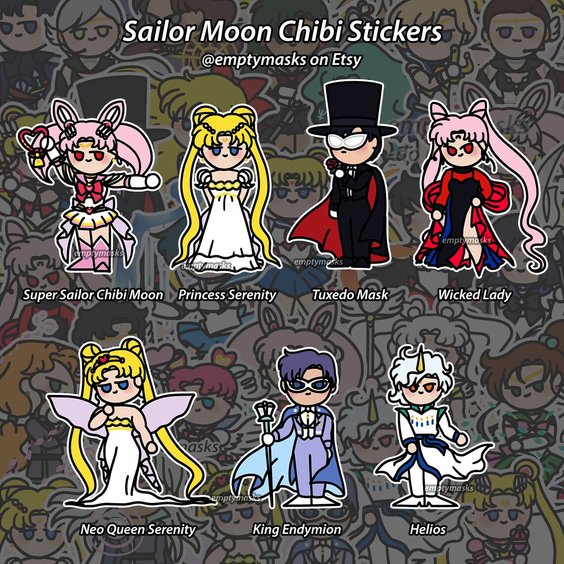 Sailor Moon Chibi Stickers Mercury Mars Jupiter Venus - Etsy