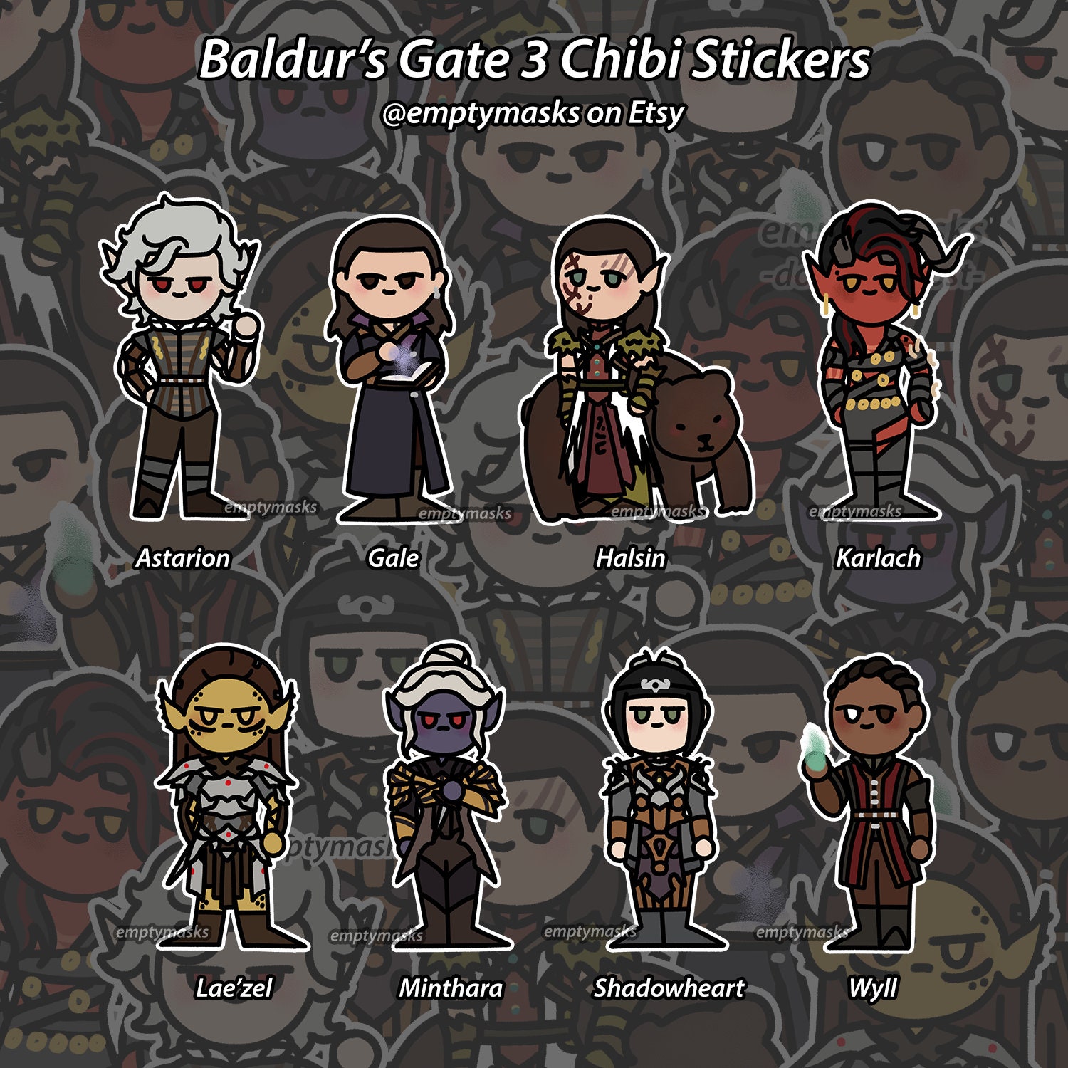 Baldur's Gate 3 Chibi Badges - Astarion, Gale, Halsin, Karlach, Lae'zel ...