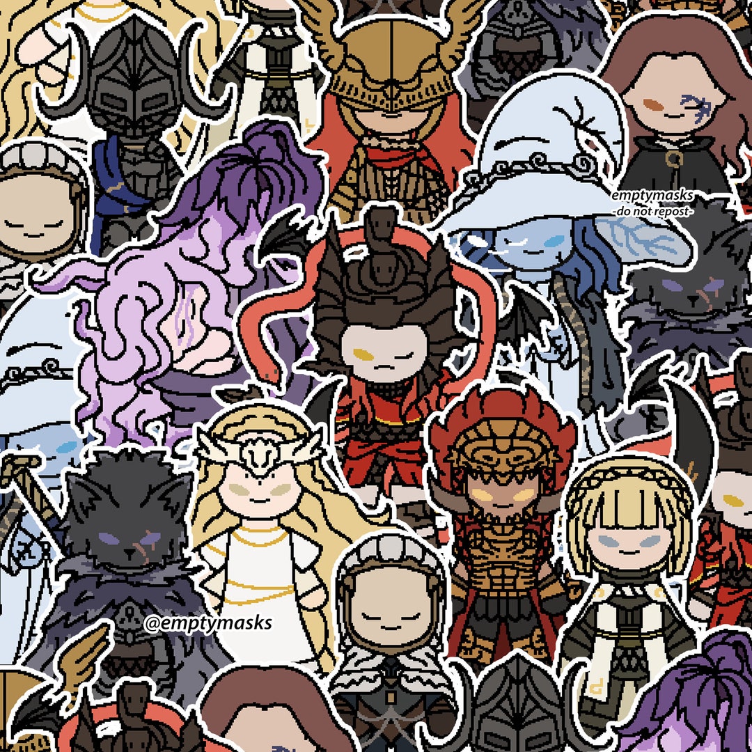 Elden Ring Pixel Chibi Stickers - Blaidd, Malenia, Melina, Messmer ...