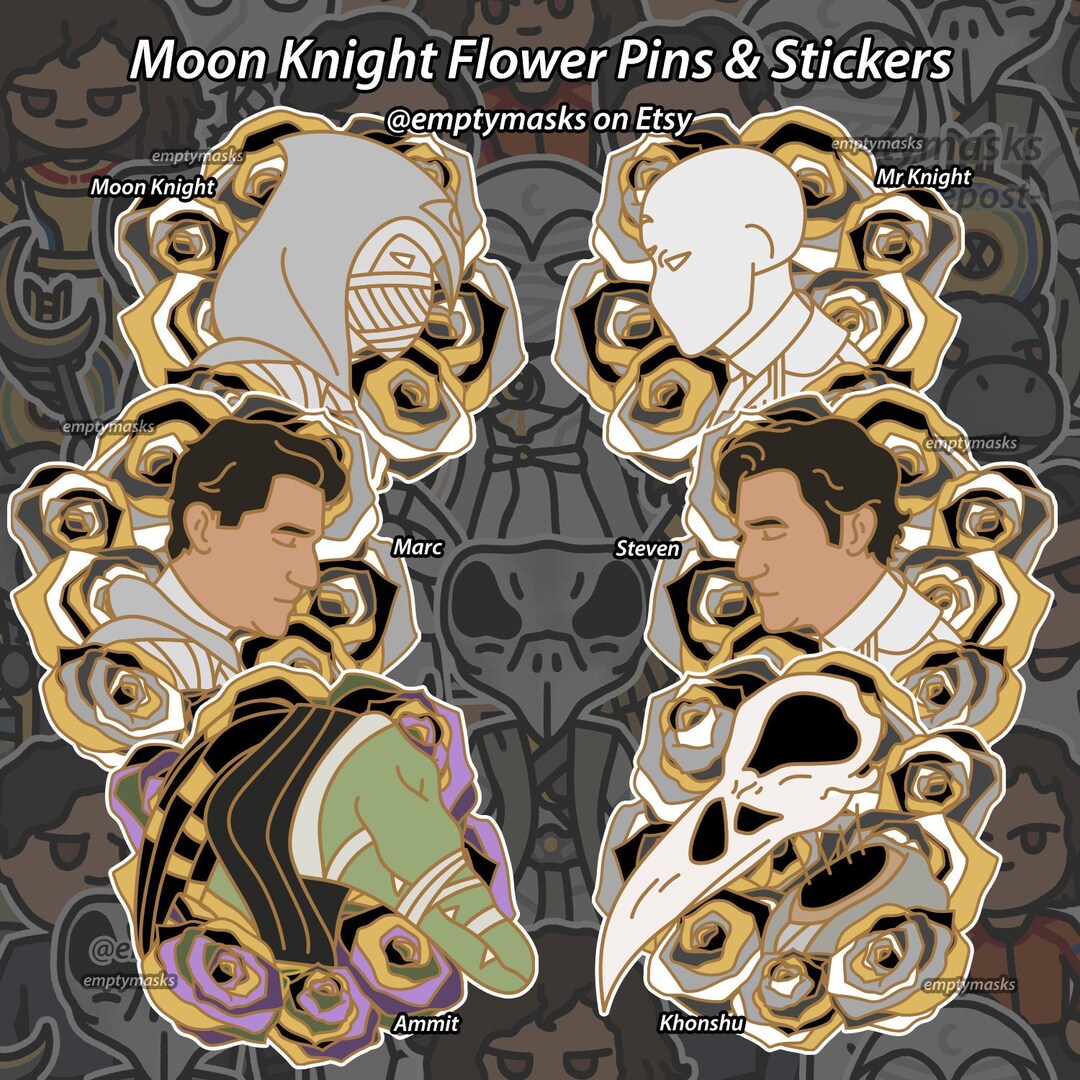Moon Knight Flower Wooden Pins & Stickers - Steven Grant, Marc Spector ...