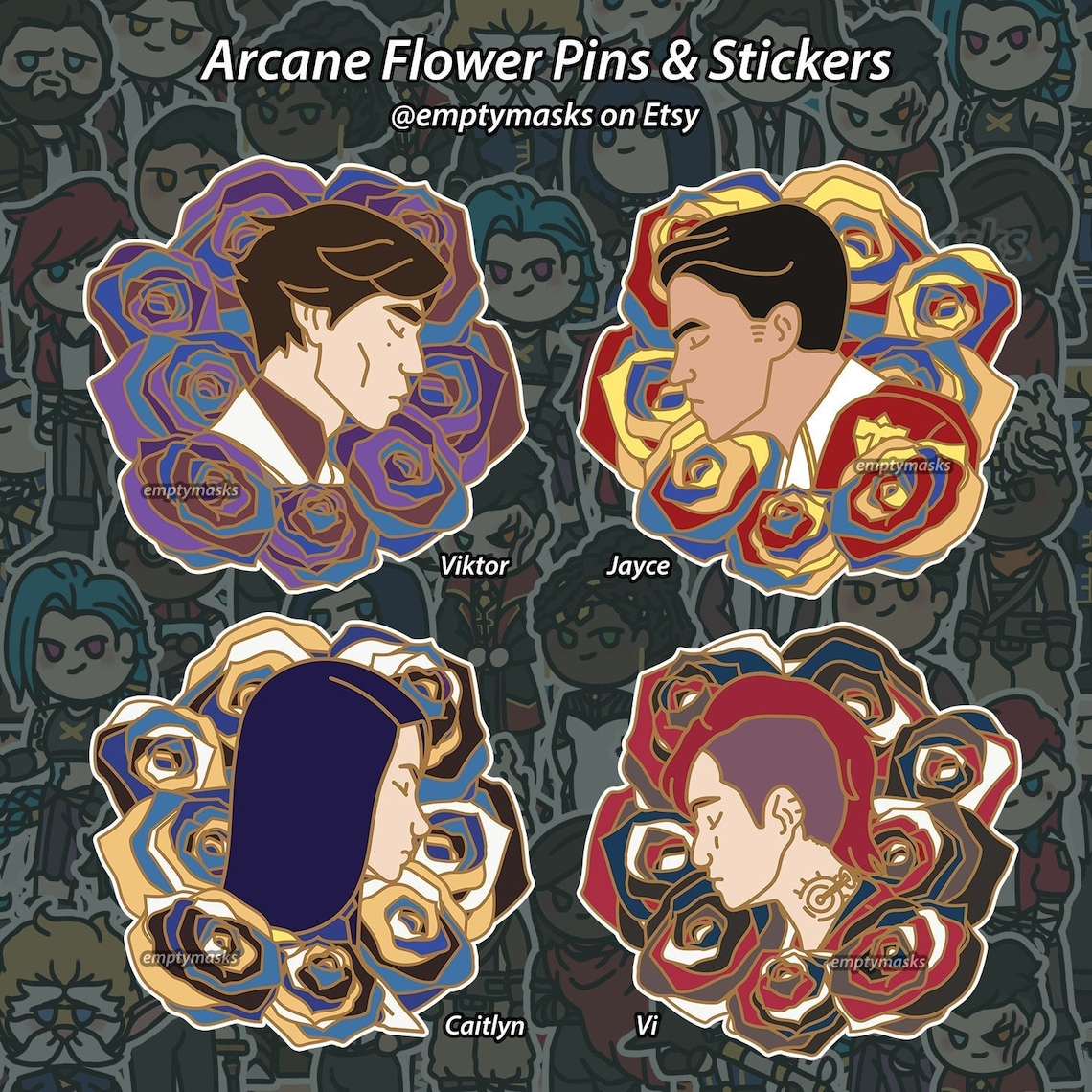 Arcane Flower Pins Viktor Jayce Talis Caitlyn Kiramman Vi | Etsy UK