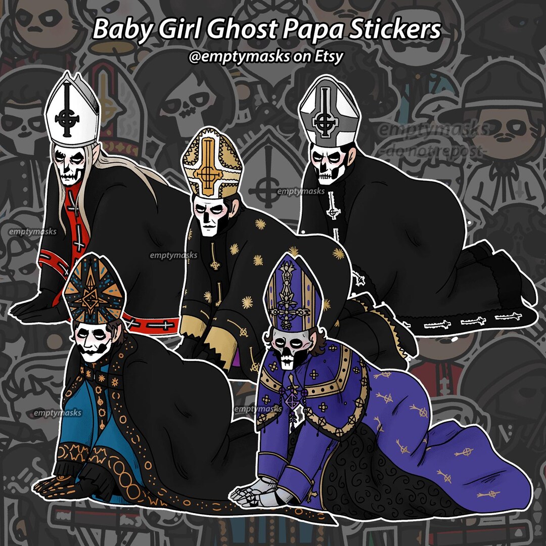 Baby Girl Ghost Papa Stickers - Papa Emeritus, Papa Primo, Papa Secondo ...