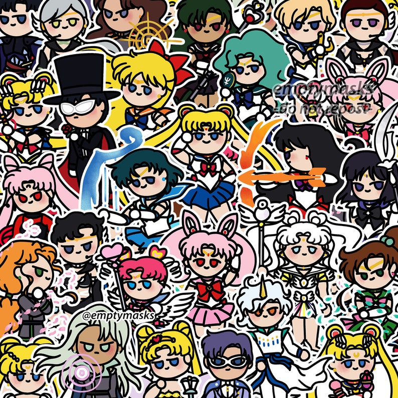 Sailor Moon Chibi Stickers Mercury Mars Jupiter Venus - Etsy
