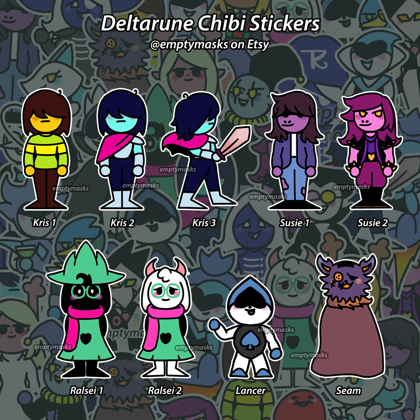 Deltarune Chibi Stickers Kris Susie Ralsei Lancer | Etsy