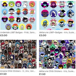 Deltarune Chibi Stickers - Kris, Susie, Ralsei, Lancer, Noelle, Rouxls Kaard, Jevil, Queen ...