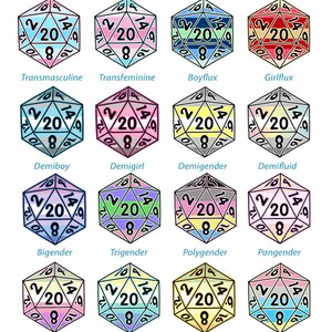 D20 LGBT+ Pride, D&D - Transmasculine, Transfeminine, Boyflux, Girlflux ...