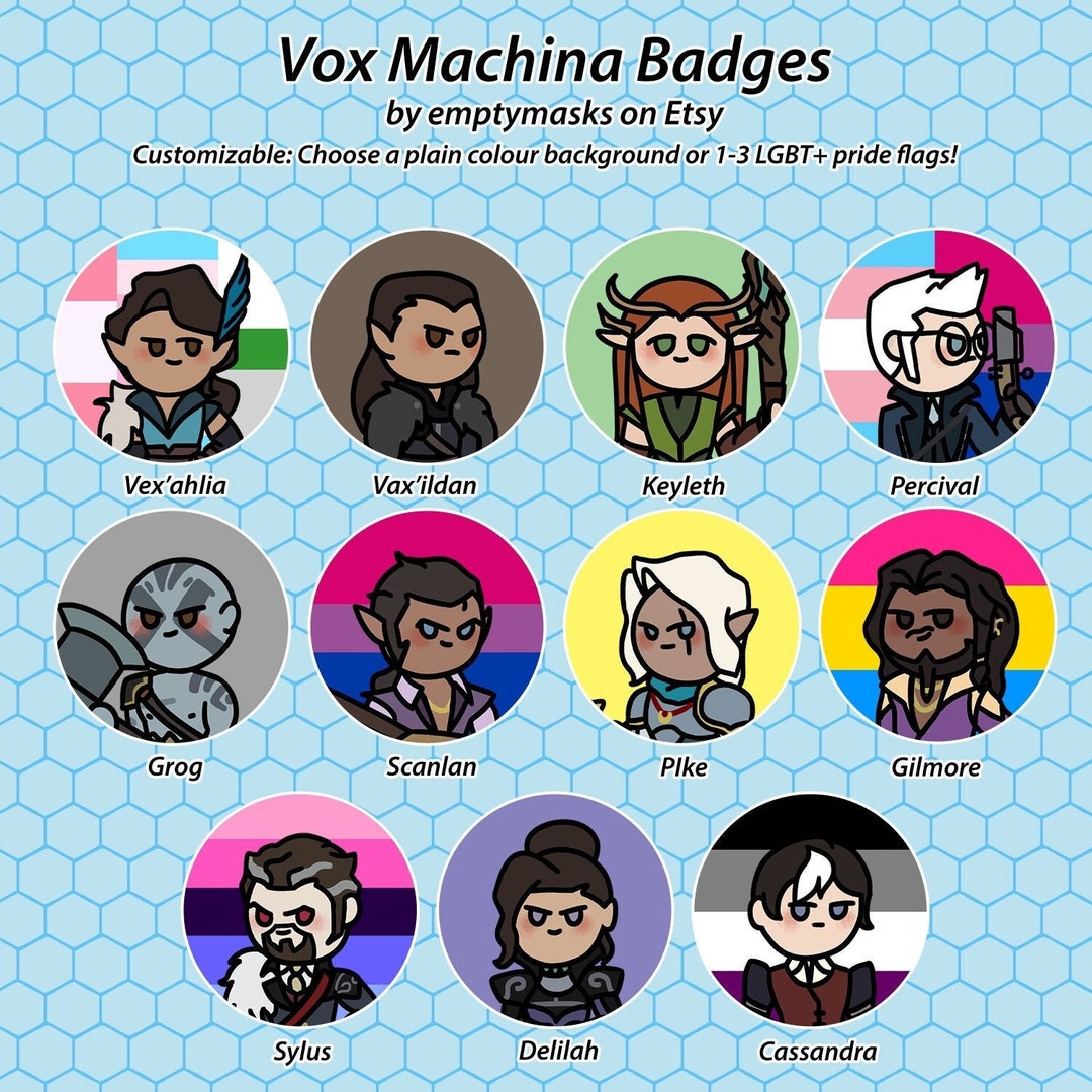 Vox Machina Chibi Badges - Vex'ahlia, Vax'ildan, Keyleth, Percival De ...