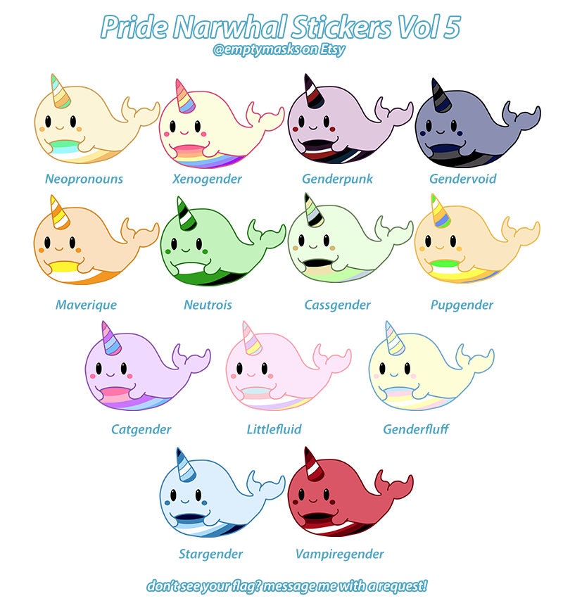 Narwhal LGBT+ Pride - Neopronouns, Xenogender, Genderpunk, Gendervoid ...