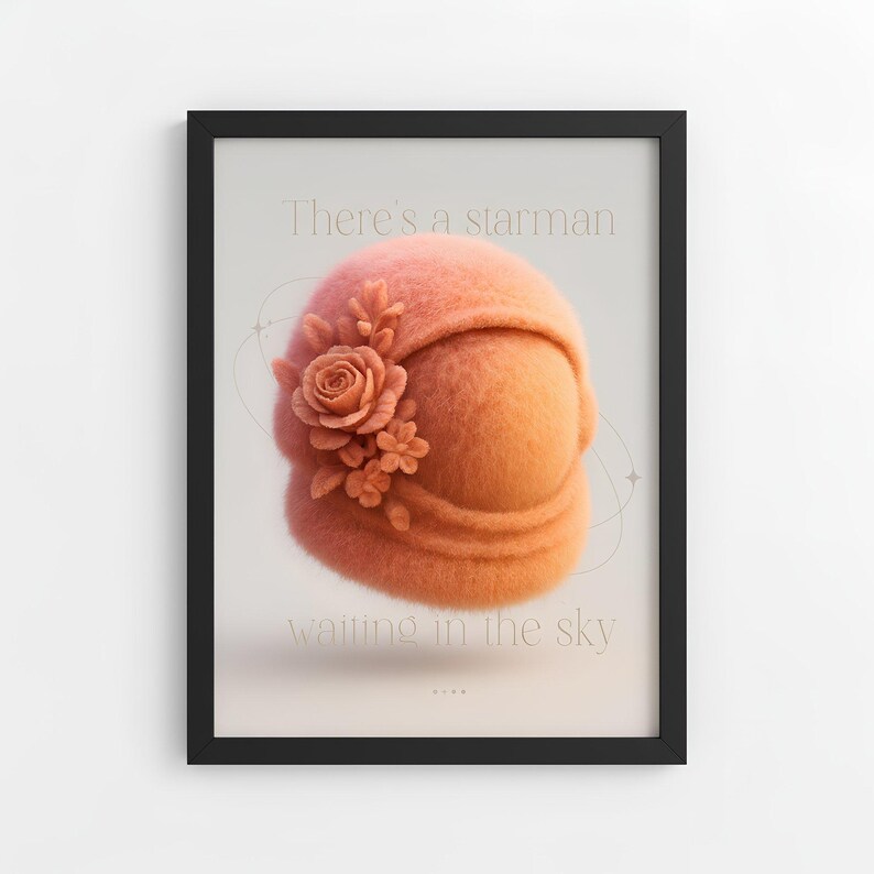 Fuzzy Astronaut Helmet Wall Art, Starman Waiting in the Sky Print ...