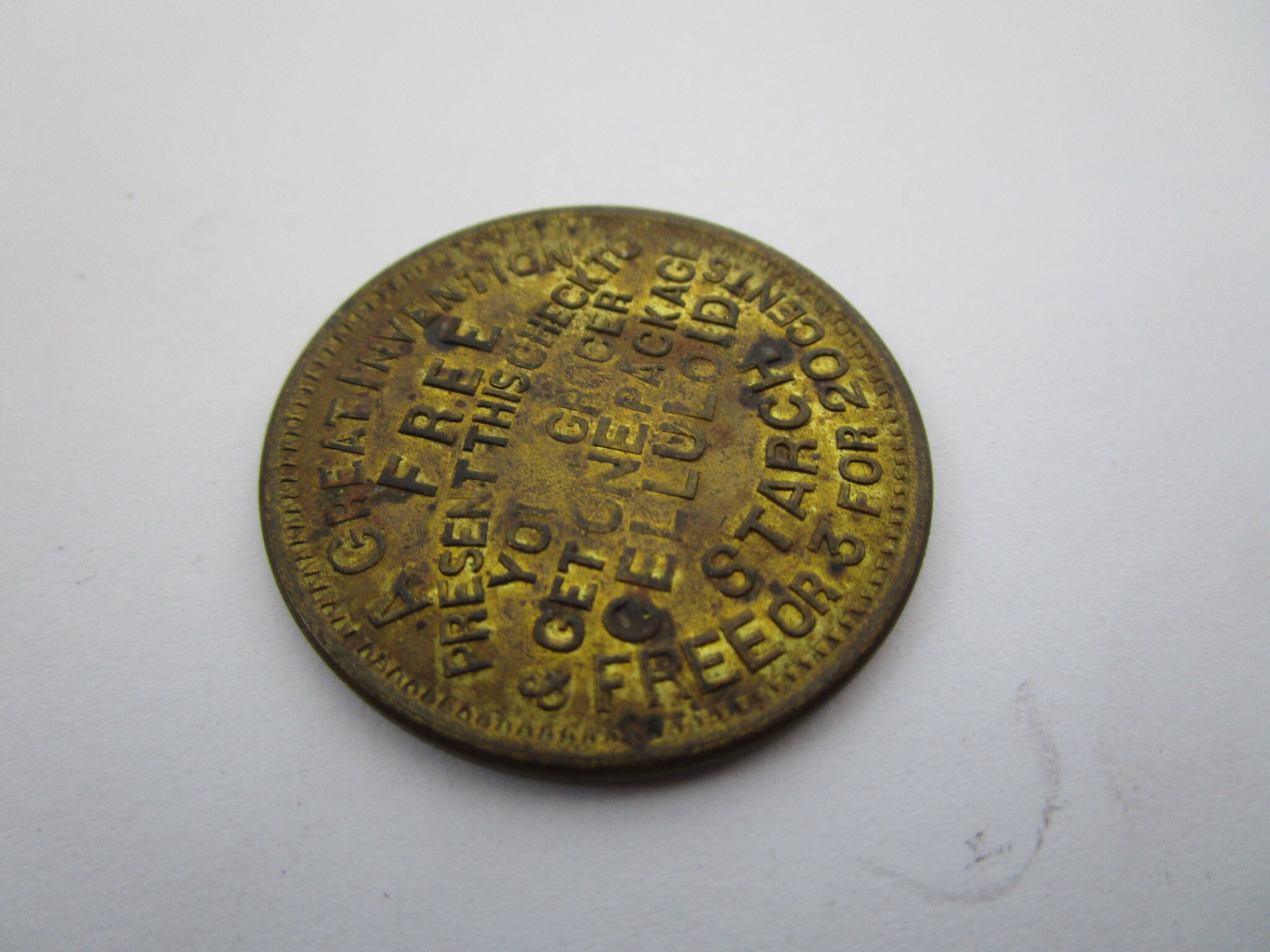 Antique Brass Trade Token " the Celluloid Starch Co " for Free Pack of ...