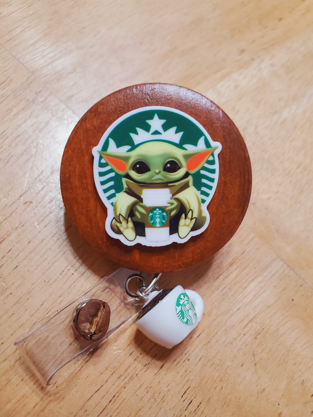 Baby Yoda Grogu Starbucks Inspired Badge Reel - Etsy
